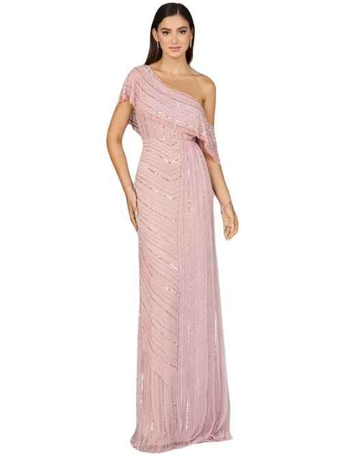 Lara New York Off-Shoulder Beaded Gown - Dustyrose | Editorialist