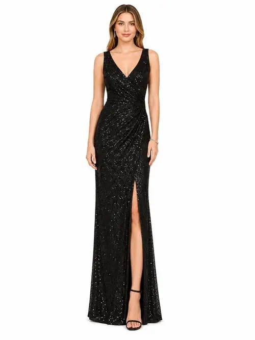 LARA NEW YORK Beaded Gown With Slit