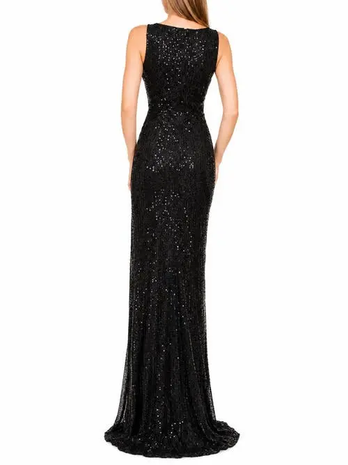 LARA NEW YORK Beaded Gown With Slit