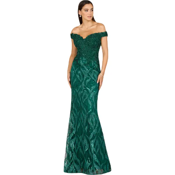 LARA NEW YORK Off-shoulder Gown - Green