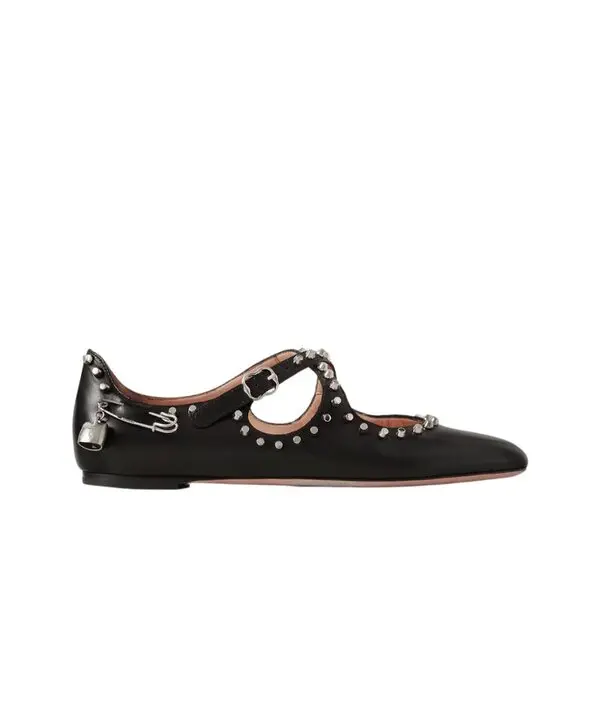 Bally Embellished Leather Ballet Flats - Black