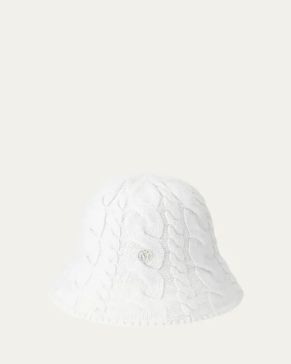 MAISON MICHEL Clem Cable Knit Bucket Hat - Snow White