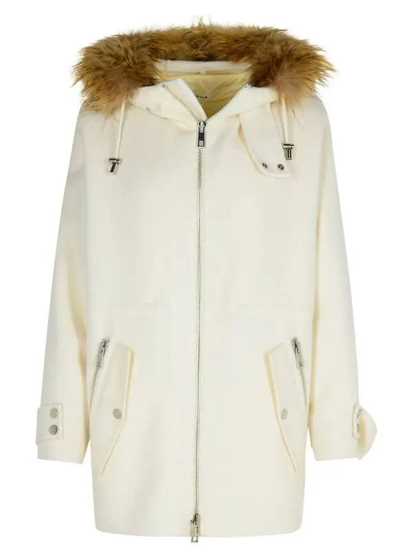 P.a.r.o.s.h Leak Wool Parka With Faux Fur - Beige