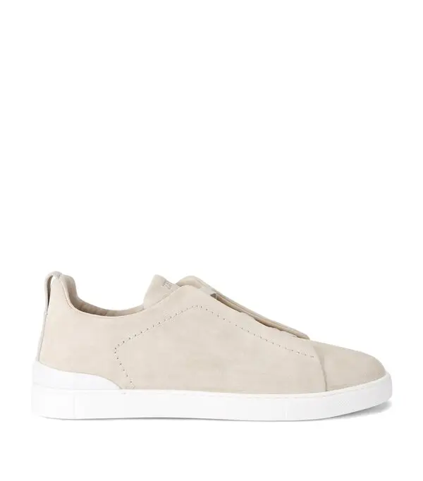 Zegna Leather Triple Stitch Sneakers - Ivory