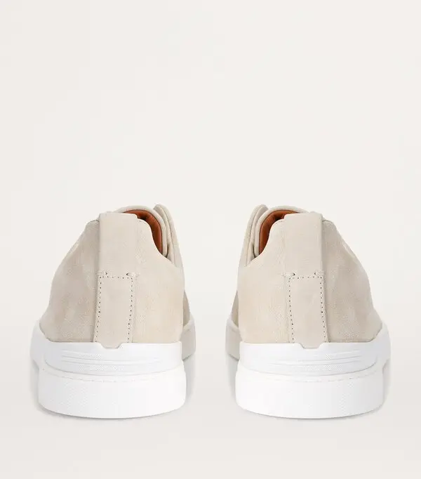 Zegna Leather Triple Stitch Sneakers - Ivory