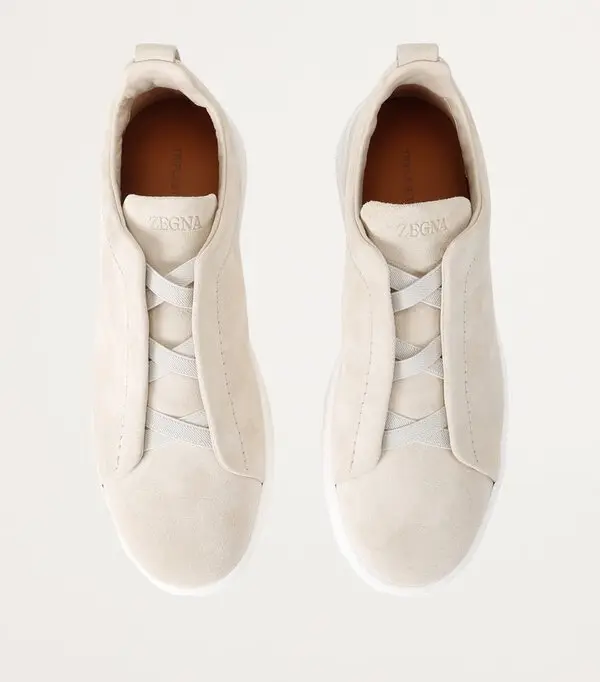 Zegna Leather Triple Stitch Sneakers - Ivory