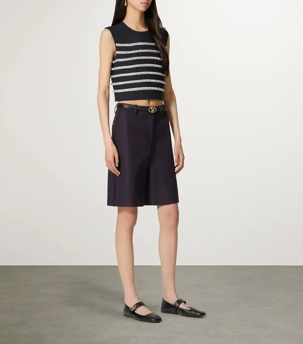 Valentino Garavani Cotton V-detail Bermuda Shorts