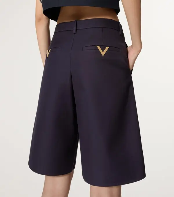 Valentino Garavani Cotton V-detail Bermuda Shorts