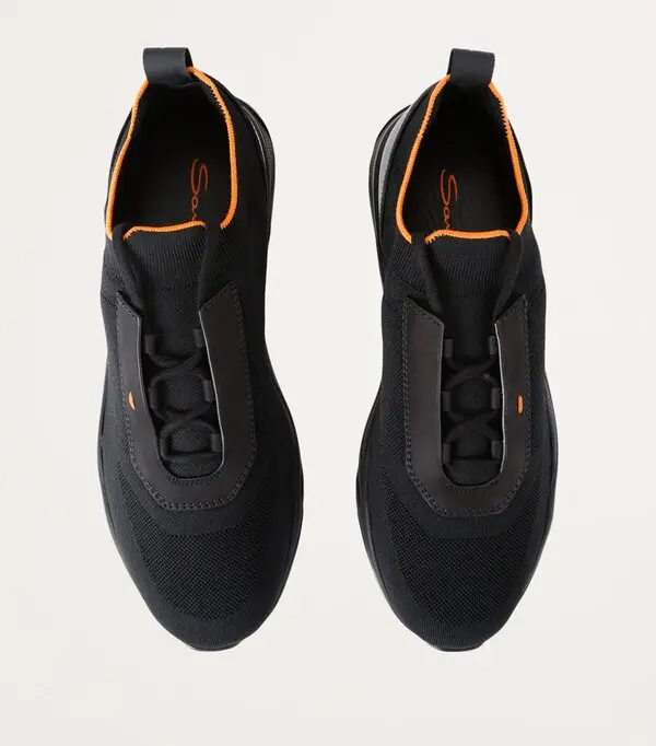 Santoni Technical-knit Runner Sneakers - Black
