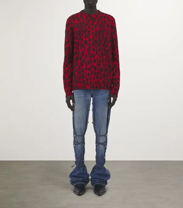 Alexander Mcqueen Wool-Blend Leopard Print Sweater - Burgundy