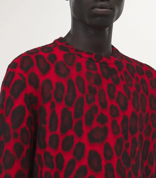 Alexander Mcqueen Wool-Blend Leopard Print Sweater - Burgundy