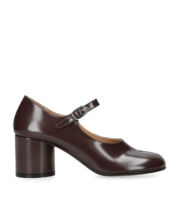 MAISON MARGIELA Leather Tabi Mary Jane Pumps 60 - Brown