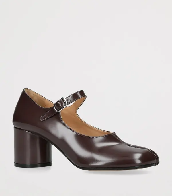 MAISON MARGIELA Leather Tabi Mary Jane Pumps 60 - Brown