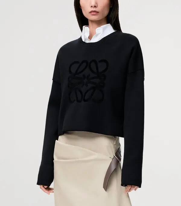 Loewe Wool-blend Anagram Sweater - Black