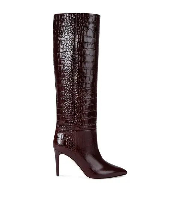 Paris Texas Croc-embossed Leather Knee-high Stiletto Boots 85 - Burgundy