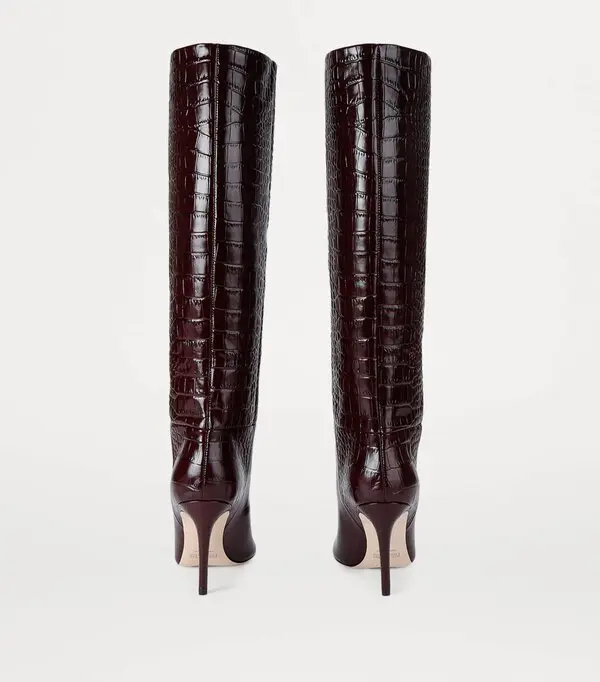 Paris Texas Croc-embossed Leather Knee-high Stiletto Boots 85 - Burgundy