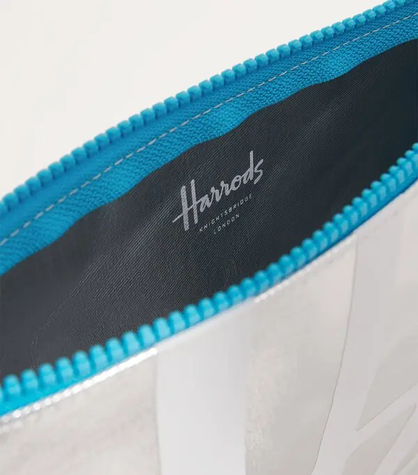 Harrods Medium Metallic Logo Pouch - Silver