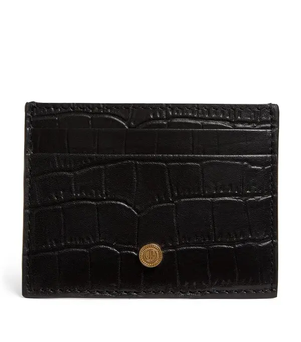 Harrods Croc-embossed Leather Card Holder - Black
