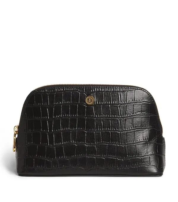 Harrods Small Croc-embossed Leather Cosmetics Bag - Black