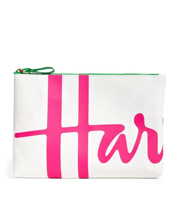 Harrods Cotton Logo Pouch - Ivory