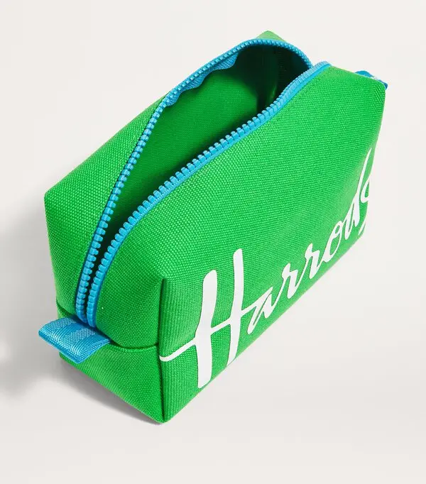 Harrods Cotton Logo Cosmetics Bag - Green