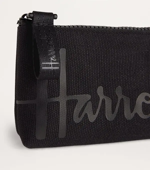 Harrods Cotton Logo Coin Purse - Black