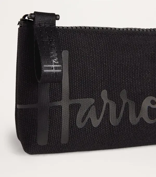 Harrods Cotton Logo Coin Purse - Black