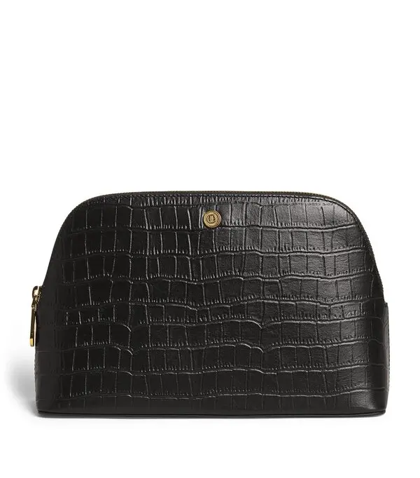 Harrods Large Croc-embossed Leather Cosmetics Bag - Black
