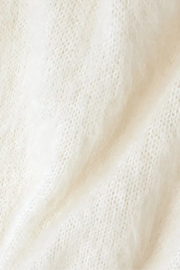 Balmain Draped Crystal-embellished Mohair-blend Cropped Sweater