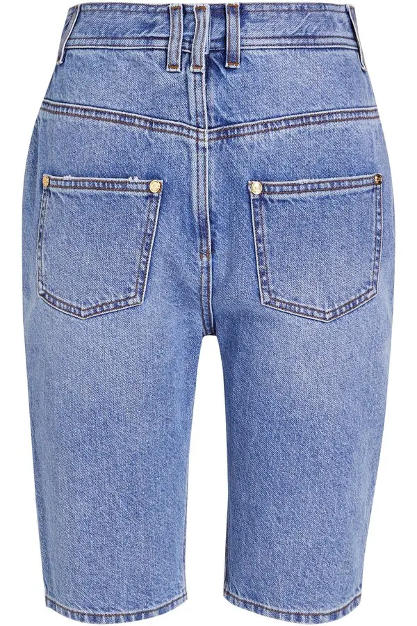 Balmain High-rise Faded Denim Shorts - Light Denim