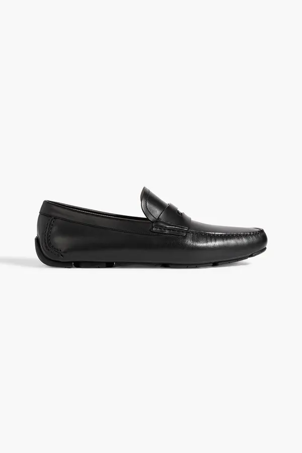 FERRAGAMO Newton Leather Driving Shoes - Black