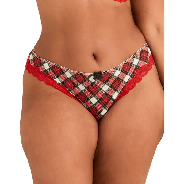 ADORE ME Nare Thong Panties - Plaid Beige