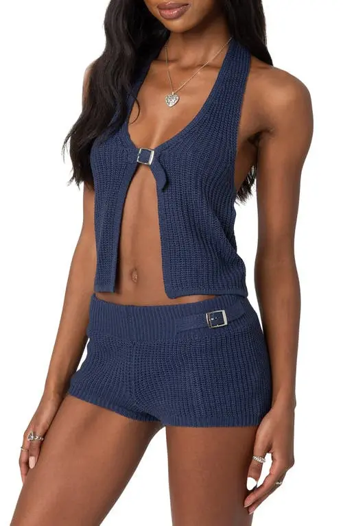 EDIKTED Belted Halter Sweater Tank