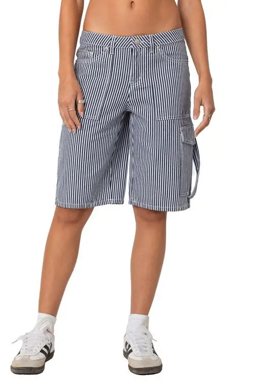 EDIKTED Friday Stripe Low Rise Cargo Shorts
