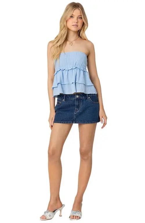 EDIKTED Strapless Tiered Top
