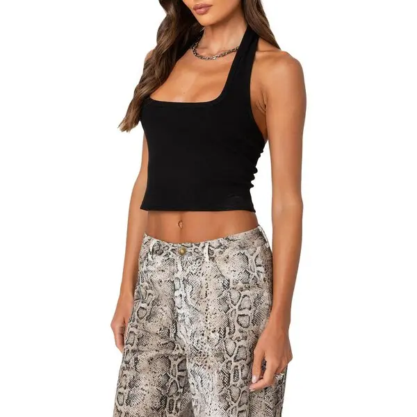 EDIKTED Rib Crop Halter Top