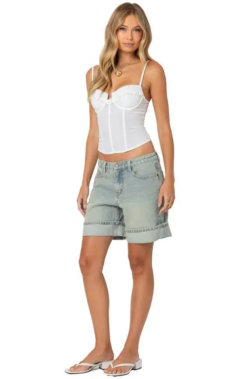 EDIKTED Cuff Washed Denim Bermuda Shorts
