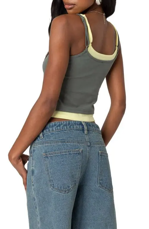 EDIKTED Element Layered Tank - Olive