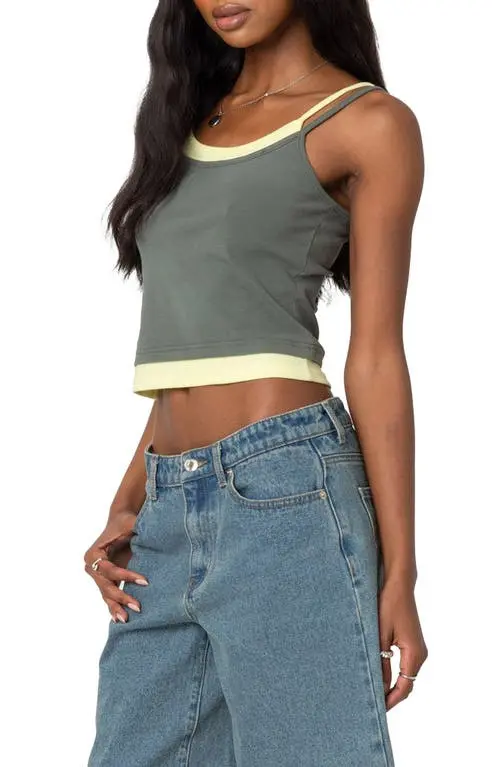 EDIKTED Element Layered Tank - Olive