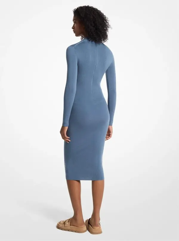 Michael Kors Stretch Wool Blend Mock Neck Dress