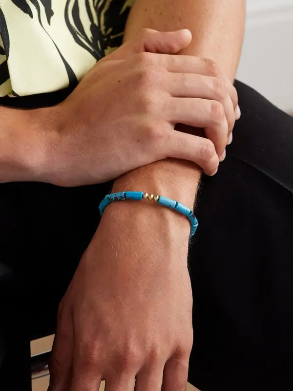 Jacquie Aiche Gold And Turquoise Beaded Bracelet - Blue
