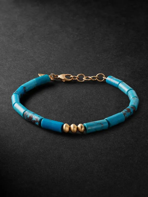 Jacquie Aiche Gold And Turquoise Beaded Bracelet - Blue