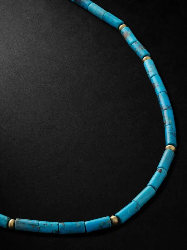 Jacquie Aiche Gold Turquoise Beaded Necklace - Blue