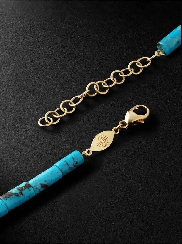 Jacquie Aiche Gold Turquoise Beaded Necklace