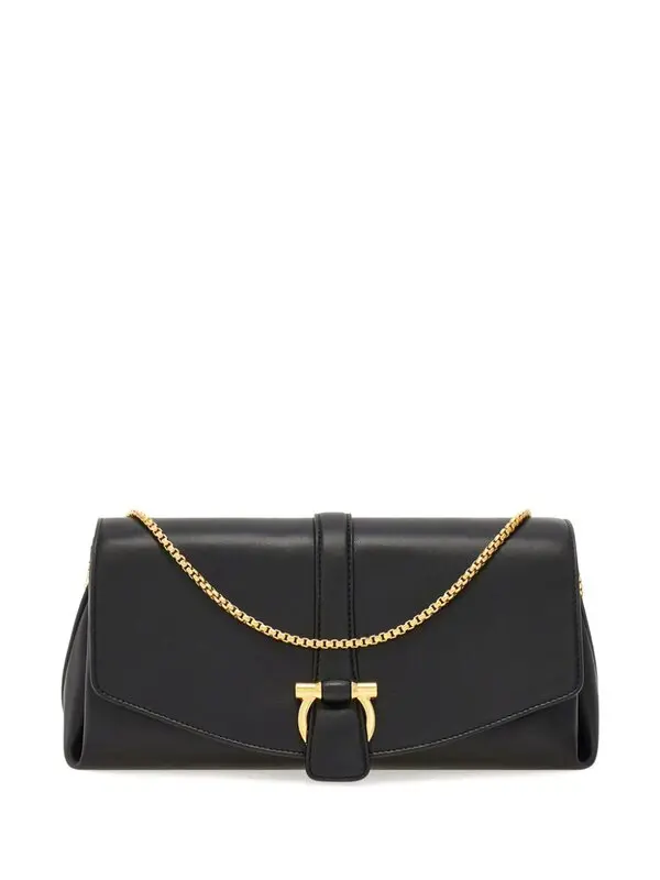 FERRAGAMO Medium Shoulder Bag With Gancini Buckle - Black