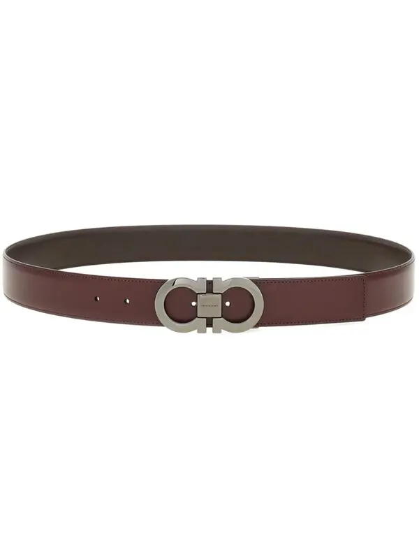 FERRAGAMO Gancini Reversible Leather Belt - Brown