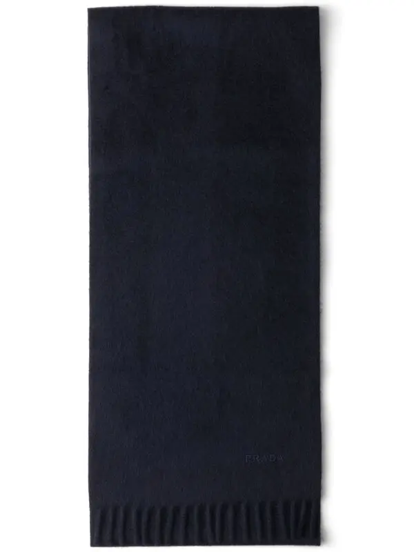 Prada Logo-embroidered Cashmere Scarf - Blue