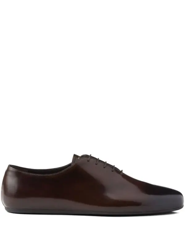 Prada Brushed-leather Lace-up Oxford Shoes