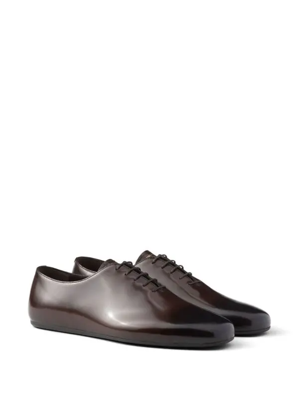 Prada Brushed-leather Lace-up Oxford Shoes