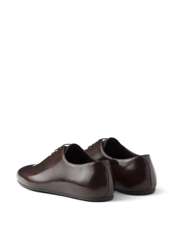 Prada Brushed-leather Lace-up Oxford Shoes